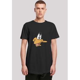 T-Shirt F4NT4STIC "Long Cut T-Shirt Looney Tunes Daffy Duck Face", Herren, Gr. XL, schwarz, Obermaterial: 100% Baumwolle, regular fit, Rundhals, ohne Bündchen, Shirts, Herren,Premium Merch,Lang,Longshirt,Bedruckt