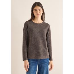 Strickpullover Cecil, Damen, Gr. L (42), mushroom taupe heather meliert, Web, 60% Baumwolle, 40% Polyester, unifarben, comfort fit normal, Rundhals, normaler Saum, Pullover, mit Rundhalsausschnitt