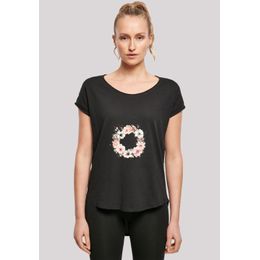 T-Shirt F4NT4STIC "Rosa Blumenkranz", Damen, Gr. L, schwarz, Obermaterial: 100% Baumwolle, regular fit, Rundhals, ohne B&uuml;ndchen, Shirts T-Shirt, Premium Qualit&auml;t