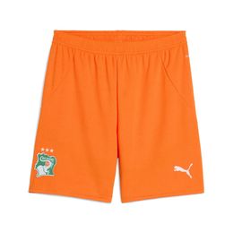 Sporthose Puma "Elfenbeink&uuml;ste 2025 Shorts Herren", Damen, Gr. XS, Normalgr&ouml;&szlig;en, orange (rickie orange jade frost gr&uuml;n), Obermaterial: 100% Polyester, colorblocking, regular fit, Hosen Sporthose