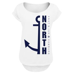 T-Shirt F4NT4STIC "PLUS SIZE North Anker", Damen, Gr. 4XL, wei&szlig;, Obermaterial: 100% Baumwolle, regular fit, Rundhals, ohne B&uuml;ndchen, Shirts T-Shirt, Print