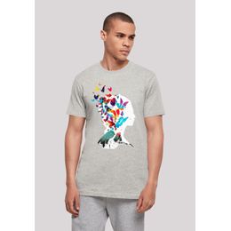 T-Shirt F4NT4STIC "Schmetterling Silhouette TEE UNISEX", Herren, Gr. M, grau (erdgrau), Obermaterial: 100% Baumwolle, regular fit, Rundhals, ohne Bündchen, Shirts, Print