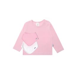 Langarmshirt Liliput, M&auml;dchen, Gr. 50/56, rosa (rosa, wei&szlig;), 100% Baumwolle, unifarben, normal, Rundhals, Shirts Langarmshirt, aus Bio-Baumwolle mit zwei Halst&uuml;chern