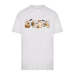 T-Shirt F4NT4STIC "Halloween Geist Cute Buch", Herren, Gr. L, weiß, Obermaterial: 100% Baumwolle, regular fit, Rundhals, ohne Bündchen, Shirts, Premium Qualität
