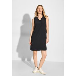 Sommerkleid Cecil, Damen, Gr. S (38), US-Größen, schwarz, Stoff, 100% Viskose, unifarben, gerade kurz, V-Ausschnitt, Bündchen, Kleider, in Crepe Optik