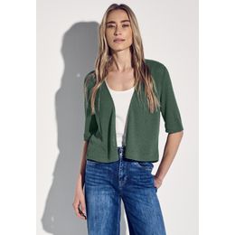 Cardigan Street One, Damen, Gr. 44, gr&uuml;n (garden gr&uuml;n), Stoff, 76% Polyester, 19% Viskose, 5% Elasthan, unifarben, gerade normal, ohne Ausschnitt, B&uuml;ndchen, Strickjacken, in Unifarbe