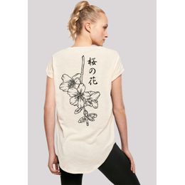 T-Shirt F4NT4STIC "Japan Flower", Damen, Gr. L, beige (sandwei&szlig;), Obermaterial: 100% Baumwolle, regular fit, Rundhals, ohne B&uuml;ndchen, Shirts T-Shirt, Print