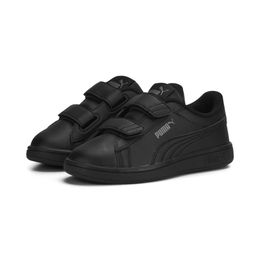 Sneaker Puma "Smash 3.0 Sneakers Jugendliche", Damen, Gr. 28, schwarz (schwarz shadow gray), Obermaterial: Synthetik, Kuhleder, Textil, Leder; Futter: Textil; Innensohle: Textil; Laufsohle: Gummi, Schuhe Sneaker