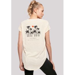 T-Shirt F4NT4STIC "Escape Discover the World Palm Trees", Damen, Gr. L, sandwei&szlig;, Obermaterial: 100% Baumwolle, regular fit, Rundhals, ohne B&uuml;ndchen, Shirts T-Shirt, Discover the World