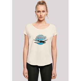 T-Shirt F4NT4STIC "Pan Am Airways Retro Plane Take Off", Damen, Gr. L, sandwei&szlig;, Obermaterial: 100% Baumwolle, regular fit, Rundhals, ohne B&uuml;ndchen, Shirts T-Shirt, Premium Qualit&auml;t