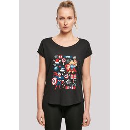 T-Shirt F4NT4STIC "Marvel Thor And Captain America Christmas Day", Damen, Gr. XS, schwarz, Obermaterial: 100% Baumwolle, regular fit, Rundhals, ohne B&uuml;ndchen, Shirts T-Shirt, Damen,Premium Merch,Lang,Longshirt,Logo Print