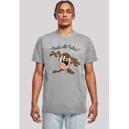 T-Shirt F4NT4STIC "Looney Tunes Taz That's All Folks", Herren, Gr. M, grau (erdgrau), Obermaterial: 100% Baumwolle, regular fit, Rundhals, ohne Bündchen, Shirts, Print