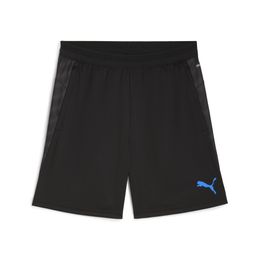 Sporthose Puma "individualCUP Fu&szlig;ball Trainingsshorts Herren", Damen, Gr. M, Normalgr&ouml;&szlig;en, schwarz, wei&szlig; ultra blau, Obermaterial: 100% Polyester; Taschenfutter: 100% Polyester; Unterer Bund: 89% Polyester, 11% Elasthan, bedruckt, regular fit, Hosen Sporthose