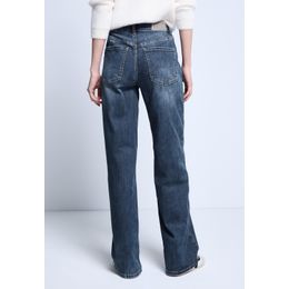 Weite Jeans STREET ONE STUDIO, Damen, Gr. 27, Länge 32, dunkelblau clean wash, Jeans, 78% Baumwolle, 21% Polyester, 1% Elasthan, unifarben, lang, Jeans, 5-Pocket-Style