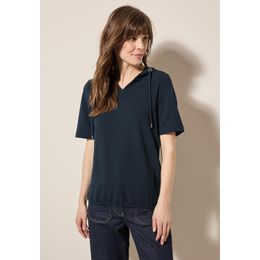 Kapuzenshirt Cecil, Damen, Gr. M (40), blau (universal blau), Stoff, 70% Polyester, 27% Viskose, 3% Elasthan, unifarben, gerade normal, ohne Ausschnitt, B&uuml;ndchen, Shirts Kapuzenshirt, aus softem Materialmix