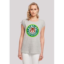 T-Shirt F4NT4STIC "Stranger Things Hawkins Tiger Circle", Damen, Gr. 4XL, grau (erdgrau), Obermaterial: 100% Baumwolle, regular fit, Rundhals, ohne B&uuml;ndchen, Shirts T-Shirt, Premium Qualit&auml;t