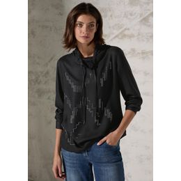 Langarmbluse Cecil, Damen, Gr. M (40), schwarz, Stoff, 100% Viskose, bedruckt, normal normal, Rundhals, B&uuml;ndchen, Blusen, aus softer Viskose