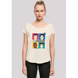 T-Shirt F4NT4STIC "Sex Education Teen Illustrated Netflix TV Series", Damen, Gr. L, weiß (sandweiß), Obermaterial: 100% Baumwolle, regular fit, Rundhals, ohne Bündchen, Shirts, Premium Qualität