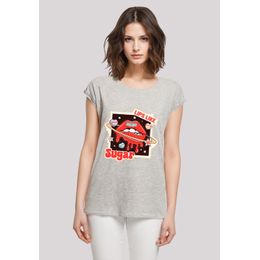T-Shirt F4NT4STIC "Lips like sugar retro Valentinstag", Damen, Gr. 4XL, grau (erdgrau), Obermaterial: 100% Baumwolle, regular fit, Rundhals, ohne B&uuml;ndchen, Shirts T-Shirt, Premium Qualit&auml;t