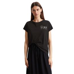 Marc O'Polo T-Shirt MARC O'POLO "aus leichtem Single Jersey", Damen, Gr. L, schwarz, Obermaterial: 100% Baumwolle, unifarben, Basic, regular fit, U-Boot-Ausschnitt, Shirts