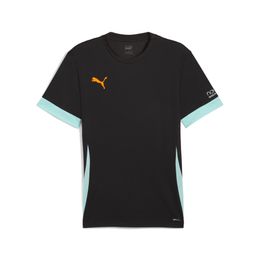 Trainingsshirt Puma "INDIVIDUAL Padeltrikot Herren", Herren, Gr. L, schwarz heat fire safe lake orange blau, Obermaterial: 100% Polyester; Einsatz: 100% Polyester, clean, regular fit, Rundhals, Shirts