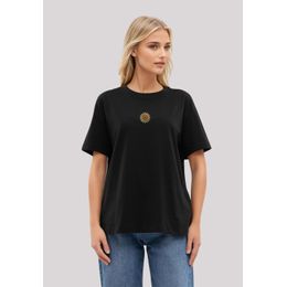 T-Shirt F4NT4STIC "Happy Flower Bestickt", Damen, Gr. XS, off schwarz, Obermaterial: 100% Baumwolle, oversize, Rundhals, ohne B&uuml;ndchen, Shirts T-Shirt, Premium Qualit&auml;t