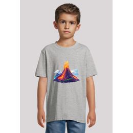 T-Shirt F4NT4STIC "Vulkanausbruch", M&auml;dchen, Gr. 110/116, grau (erdgrau), Obermaterial: 100% Baumwolle, regular fit, Rundhals, ohne B&uuml;ndchen, Shirts T-Shirt, Premium Qualit&auml;t