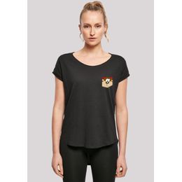 F4NT4STIC Damen T-Shirt "Looney Tunes Tasmanian Devil Face Faux Pocket"schwarz, Gr. XXL, Obermaterial: 100% Baumwolle, Shirts, Print