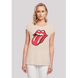 T-Shirt F4NT4STIC "The Rolling Stones Zunge", Damen, Gr. M, wei&szlig; (sandwei&szlig;), Obermaterial: 100% Baumwolle, regular fit, Rundhals, ohne B&uuml;ndchen, Shirts T-Shirt, Premium Qualit&auml;t