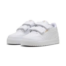 Sneaker Puma "Shuffle Downtown Low Sneakers Kinder", Kinder, Gr. 28, weiß (weiß gold), Obermaterial: Synthetik, Textil; Futter: Textil; Innensohle: Textil; Laufsohle: Gummi, Schuhe