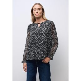 Langarmbluse Street One, Damen, Gr. 38, schwarz, Stoff, Obermaterial: 100% Polyester. Futter: 100% Modal, normal normal, Rundhals, elastischer Bund, Blusen, mit Rundhalsausschnitt