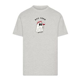 T-Shirt F4NT4STIC "Boo Crew Drinking Geist Halloween", Herren, Gr. L, erdgrau, Obermaterial: 100% Baumwolle, regular fit, Rundhals, ohne Bündchen, Shirts, Premium Qualität