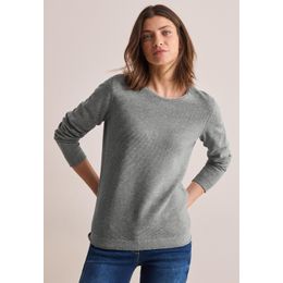 Strickpullover Cecil, Damen, Gr. M40, grau (heather silber chalk melange), Web, 60% Baumwolle, 40% Polyester, unifarben, normal normal, Rundhals, Bündchen, Pullover, im soften Baumwoll-Mix, Topseller