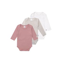 Body Liliput "rosenholz und grau melange", Jungen, Gr. 86/92, EURO-Gr&ouml;&szlig;en, bunt (mehrfarbig), 100% Baumwolle, unifarben, Rundhals, Bodys Body, 3er-Pack mit praktischen Druckkn&ouml;pfen