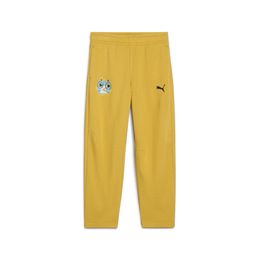 Sporthose Puma "Moody Cat Jogginghose Kinder", Mädchen, Gr. 104, Normalgrößen, gelb (archive gold gelb), 68% Baumwolle, 32% Polyester, bedruckt, relaxed fit, Hosen