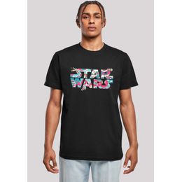 T-Shirt F4NT4STIC "Star Wars Wavy Ship Logo", Herren, Gr. L, schwarz, Obermaterial: 100% Baumwolle, regular fit, Rundhals, ohne B&uuml;ndchen, Shirts T-Shirt, Herren,Premium Merch,Regular-Fit,Basic,Bedruckt