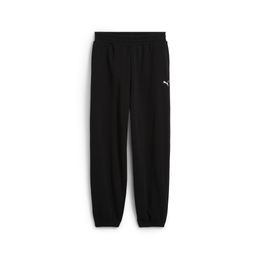 Sporthose Puma "WARDROBE ESS Relaxed Fit Jogginghose Damen", Damen, Gr. M, Normalgrößen, schwarz, Obermaterial: 68% Baumwolle, 32% Polyester; Tasche – Oben: 100% Baumwolle, unifarben, relaxed fit, Hosen