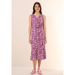 Midikleid Cecil, Damen, Gr. XL (44), US-Gr&ouml;&szlig;en, rosa (cherry blossom pink), Stoff, 100% Viskose, unifarben, comfort fit wadenlang, V-Ausschnitt, B&uuml;ndchen, Kleider Midikleid, mit Volant