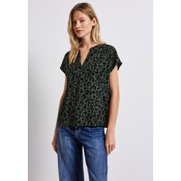 Klassische Bluse Street One, Damen, Gr. 34, gr&uuml;n (mid gr&uuml;n), Stoff, 100% Viskose, normal normal, Rundhals, B&uuml;ndchen, Blusen, aus softer Viskose