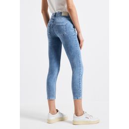 Slim-fit-Jeans Street One, Damen, Gr. 32, L&auml;nge 26, blau (light blau washed), Jeans, 84% Baumwolle, 13% Polyester, 3% Elasthan, unifarben, 7/8-L&auml;nge, Jeans Slim-fit-Jeans, softer Materialmix