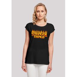 T-Shirt F4NT4STIC "Stranger Things Fire Logo", Damen, Gr. 4XL, schwarz, Obermaterial: 100% Baumwolle, regular fit, Rundhals, ohne B&uuml;ndchen, Shirts T-Shirt, Premium Qualit&auml;t