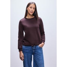 Sweatshirt Street One, Damen, Gr. 34, jazz berry, Sweatware, 60% Baumwolle, 40% Polyester, unifarben, normal, Rundhals, Bündchen, Sweatshirts, mit Tunnelzug am Saum