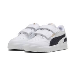 Sneaker Puma "Shuffle Downtown Low Sneakers Kinder", Kinder, Gr. 27,5, weiß (weiß new navy for all time rot blau), Obermaterial: Synthetik, Textil; Futter: Textil; Innensohle: Textil; Laufsohle: Gummi, Schuhe