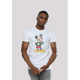 T-Shirt F4NT4STIC "Disney Micky Maus Weihnachten", Herren, Gr. S, weiß, Obermaterial: 100% Baumwolle, regular fit, Rundhals, ohne Bündchen, Shirts, Herren,Premium Merch,Regular-Fit,Basic,Bedruckt
