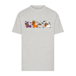 T-Shirt F4NT4STIC "Halloween Cute Dackel", Herren, Gr. L, erdgrau, Obermaterial: 100% Baumwolle, regular fit, Rundhals, ohne B&uuml;ndchen, Shirts T-Shirt, Premium Qualit&auml;t