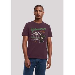 F4NT4STIC Herren T-Shirt "US National Parks Yellowstone Bear Playing Banjo"maroon, Gr. XS, Obermaterial: 100% Baumwolle, Shirts, Premium Qualität