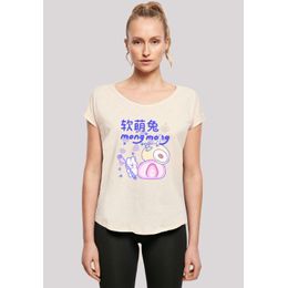 T-Shirt F4NT4STIC "Lovely MongMong Mandarin Text Eating Mochi", Damen, Gr. L, sandwei&szlig;, Obermaterial: 100% Baumwolle, regular fit, Rundhals, ohne B&uuml;ndchen, Shirts T-Shirt, Premium Qualit&auml;t