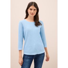 Strickpullover Cecil, Damen, Gr. L42, whisper blau melange, Web, 60% Baumwolle, 40% Viskose, unifarben, normal normal, Rundhals, abgesteppt, Pullover Strickpullover, aus Feinstrick