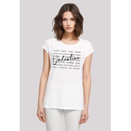 T-Shirt F4NT4STIC "Valentine Herz Hugs Love Flowers", Damen, Gr. 4XL, wei&szlig;, Obermaterial: 100% Baumwolle, regular fit, Rundhals, ohne B&uuml;ndchen, Shirts T-Shirt, Premium Qualit&auml;t
