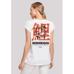 T-Shirt F4NT4STIC "Nishikigoi Koi Japan Grafik", Damen, Gr. 4XL, weiß, Obermaterial: 100% Baumwolle, regular fit, Rundhals, ohne Bündchen, Shirts, Print